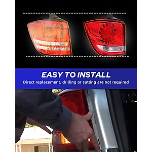 AUTOONE Tail Light Assembly Rear Lamps with Bulbs Replacement for 2011-2020 Dodge Journey Tail Lamp Outer LED Brake Light Driver & Passenger Side