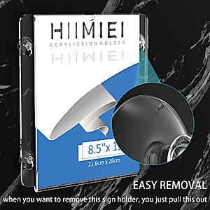 HIIMIEI Acrylic Window Sign Holder with Suction Cup 8.5 X 11, Clear Acrylic Frames Glass Door Wall Mount Advertising Signage Sign Holder for Mall, Office, Home, Store, Restaurant