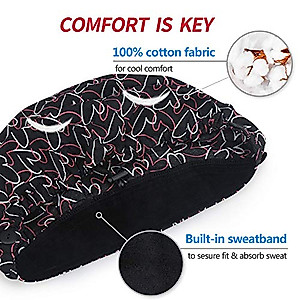 Working Cap with Button and Sweatband Adjustable Bouffant Hats for Women Men One Size (Love Heart)