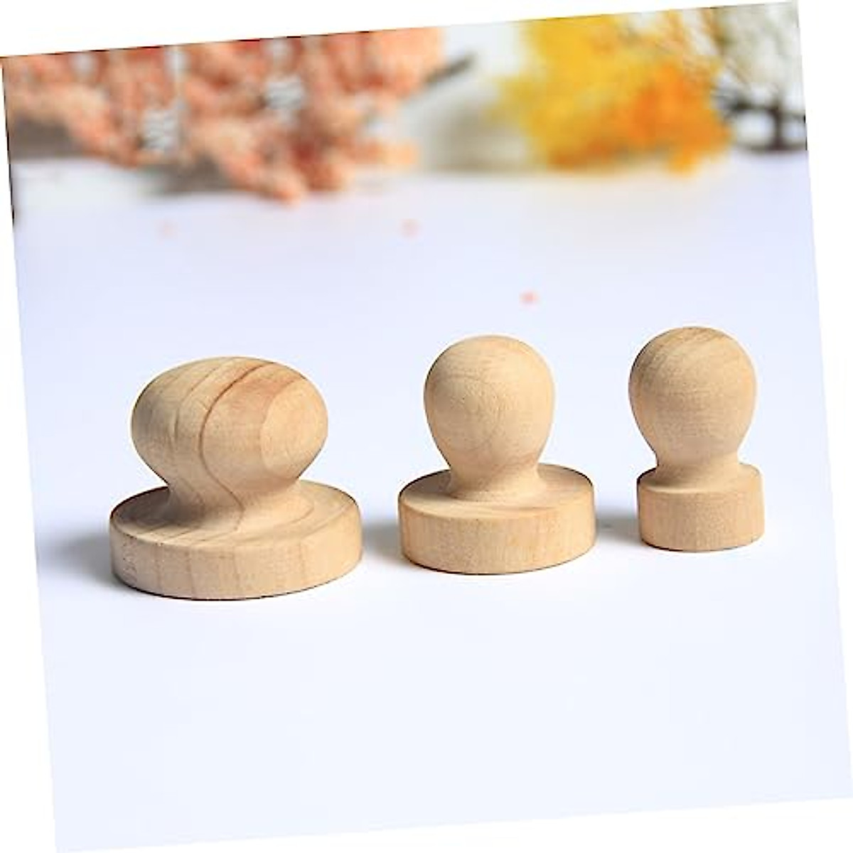 TEHAUX 5pcs Drawer Pulls and Knobs Dresser Knobs Wood Embossing Stamp Wood Drawer Pulls Wooden Drawer Pulls Plant Kit DIY Stamp Wooden Seal Crafts Handle Puppet Clay Wooden Furniture