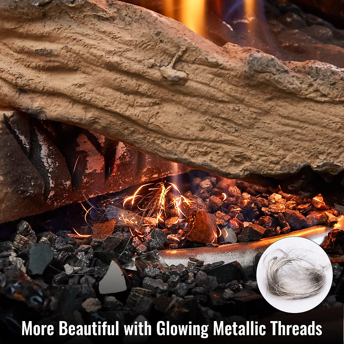 BIOMAND Gas Log for Fireplace, 10 Peice Realistic Ceramic Wood Logs