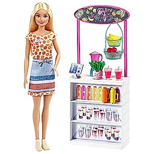 Barbie GRN75​ Smoothie Bar Playset with Blonde Doll, Smoothie Bar & 10 Accessories, Multicolor, 30.5 cm*5.8 cm*12.7 cm