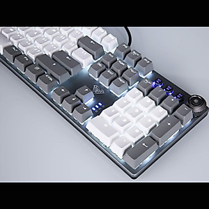 CCTECH Chichen Mechanical Gaming Keyboard,USB Wired,Magnetic Wrist Rest,Pure White Backlight Classic Keycaps,for Gaming,Office and Home,Dedicated Media Keys. (Black)