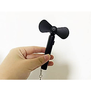 Honiha Pocket Fan, Handheld Mini Fan with Keychain Clip, AAA Battery Powered Small Personal Fan Mini Portable for Home Outdoor Camping Travel - Black