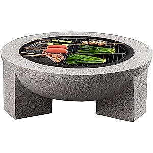 LEAYAN Garden Fire Pit Grill Bowl Grill Barbecue Rack Fire Pit Outdoor fire Pit, 30-inch Wood-Burning fire Pit, with Spark Screen, Barbecue fire Pit in Courtyard Backyard Garden