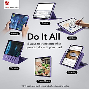 ESR for iPad Pro 12.9 Case (6th/5th Generation, 2022/2021), Removable Magnetic Cover, Adjustable Portrait/Landscape Stand with Raised Display View, 9 Standing Angles, Shift Series, Purple
