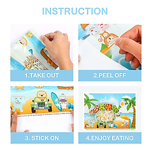 Table Disposable Stick-on Placemats 40 Count for Children Kids Baby Portable Dining Topper Restaurants Mats 12" x 18" Travel Essentials for Toddlers Summer Time Design 10 Sheet Individually Wrapped