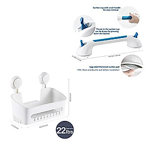 TAILI Suction Shower Grab Bar + Shower Caddy Bathroom Safety Handle Bathroom Organizer No Drilling and Removable Suction Mounted