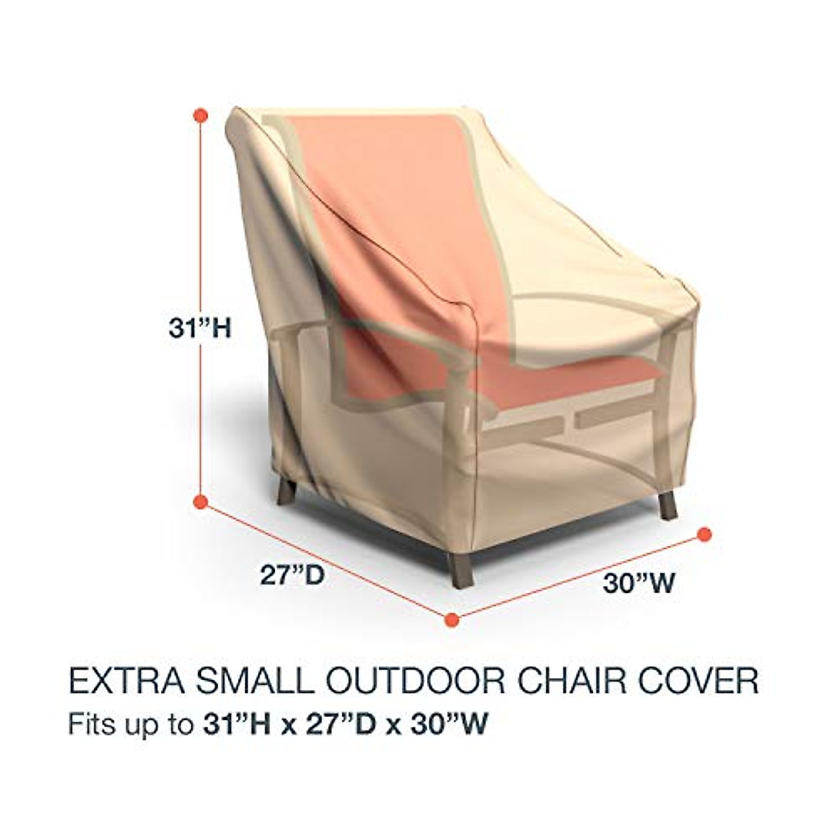Budge P1A02TNNW1-2PK Sedona Patio Chair Cover (2 Pack) Waterproof, Durable, Extra Small, Tan