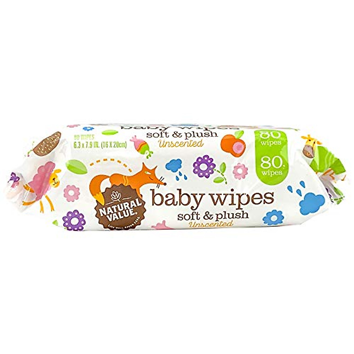 Natural Value All Natural Soft & Gentle Baby Wipes, 80 Wipes (Pack of 12)
