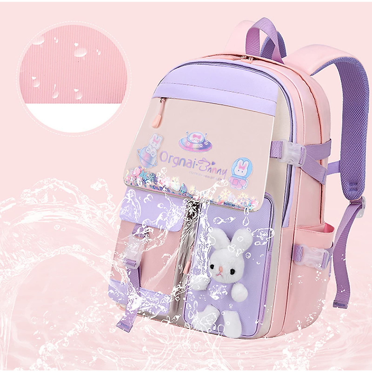 Cute Backpack Kawaii Waterproof Laptop Backpack Purple Medium