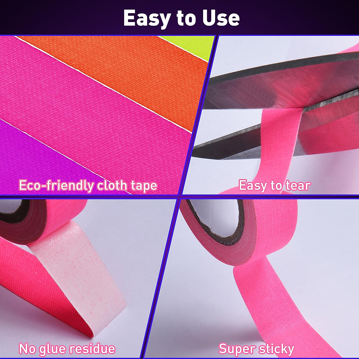 Bzeumk Glow in The Dark Tape, UV Blacklight Neon Tape Fluorescent Glow Tape in Black Light