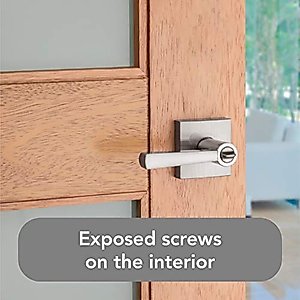 Baldwin Spyglass , Entry Door Handle Reversible Lever with Keyed Lock Featuring SmartKey Re-key Technology and Microban Protection, in Satin Nickel