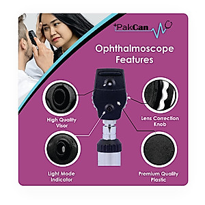 Pakcan Combo Otoscope Set - Multi-Function Otoscope for Ear, Nose & Eye Examination