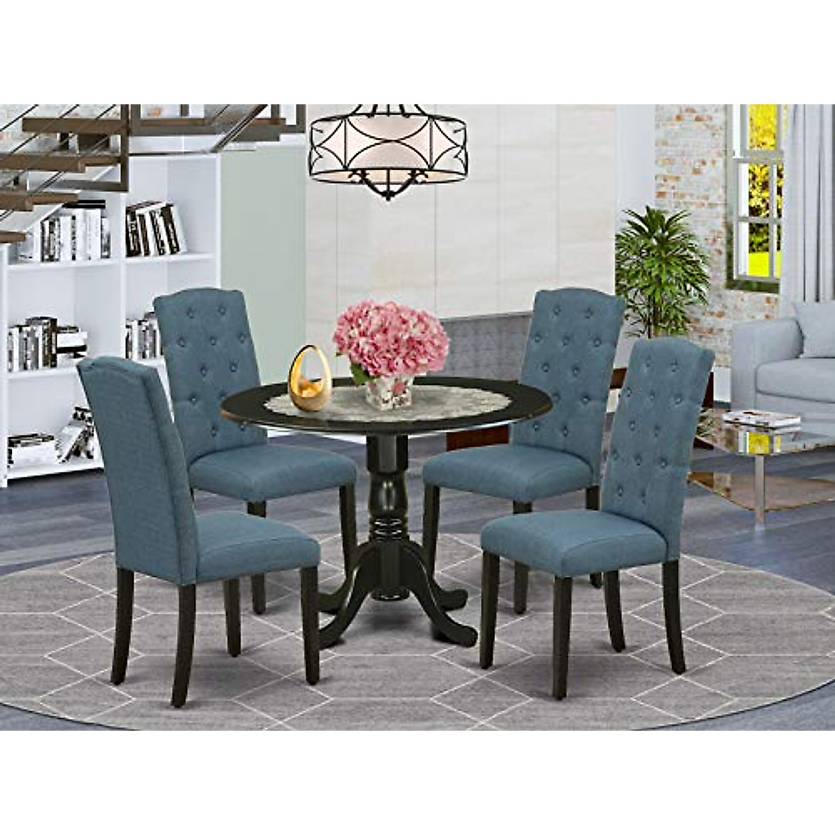 East West Furniture DLCE5-BLK-21 Dining Set, Black