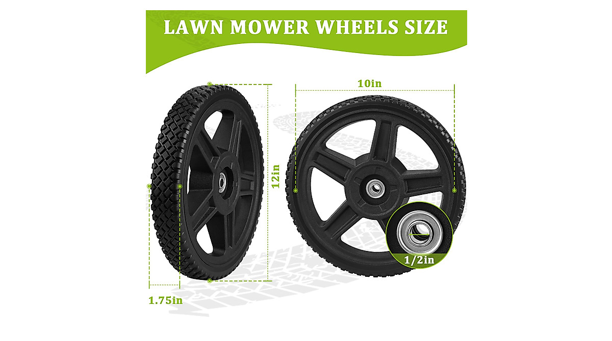 Midcos 12" Lawn Mower Wheels - Durable & Easy Install
