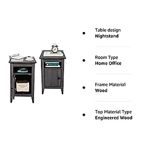 JAXPETY Modern Farmhouse Nightstand Set of 2, Wooden Bedside End Table with Switchable Door, Open Shelf, Hidden Storage for Living Room Bedroom, Gray