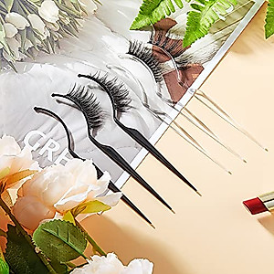 30 Pieces False Eyelashes Display Stick False Eyelashes Applicator Tool False Eyelash Holder Eyelash Extension Supplies for Planting Grafted Eyelash (Black, Transparent)
