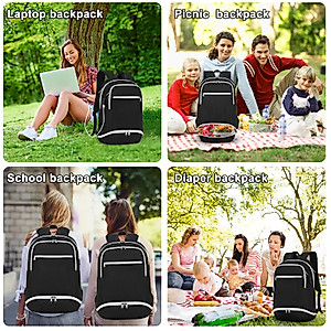 Laptop Backpack for Men Women Insulated Cooler Lunch Backpack 15.6 Work Computer Backpack with USB Port College Teacher(Black)