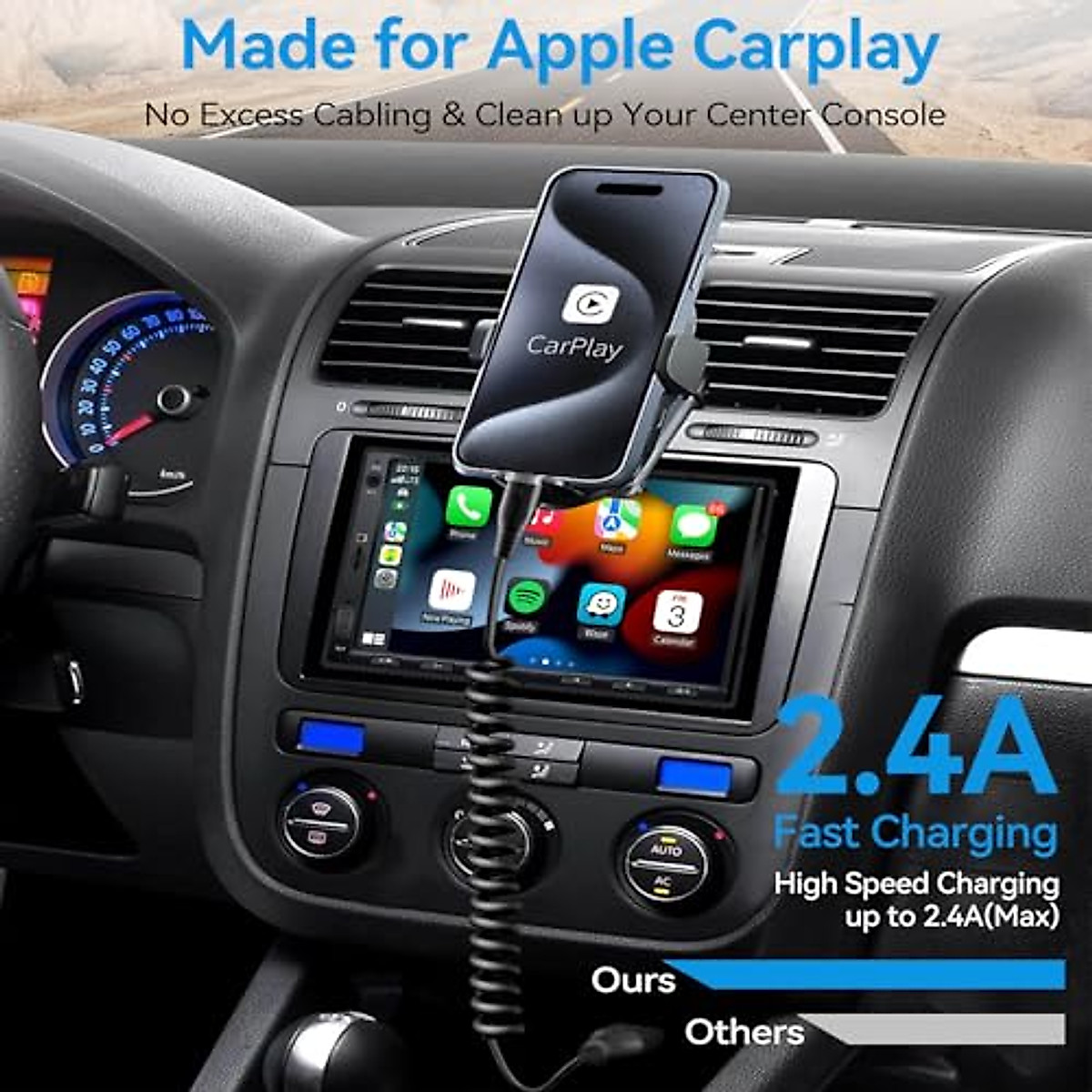 Coiled Lightning Cable [2Pack 4Ft] iPhone Charger Cable for Car MFi Certified Nylon Braided Retractable Fast Charging Cord with iPhone14/13/12/11 Pro Max/SE/XS MAX/XR/XS/X/8/7/Plus/6S iPad/iPod/iPads