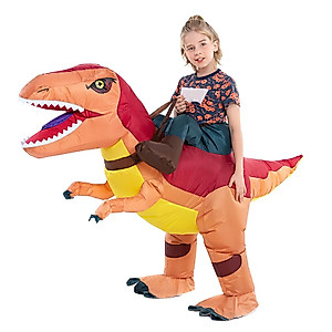 HSCTEK Inflatable Dinosaur Costume Kids for Boys Girls, Inflatable Blow Up Riding Dinosaur Trex Costume Children, Inflatable Ride On Dinosaur Halloween Costume Child