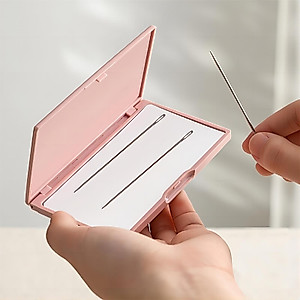 MovFlax Magnetic Needle Case Needle Holder, Portable Embroidery Pin Storage Box, Magnetic Sewing Needle Minder, Cross Stitch Knitting Pin Organizer Container Tool (Pink) ﻿