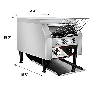 Conveyor Commercial Toaster, Electric Stainless Steel Toaster 300 PCS/H 2.2KW Countertop Toaster Heavy Duty 100% 304 Foodgrade Silver Bread Toaster for Home Restaurants Bakery Use