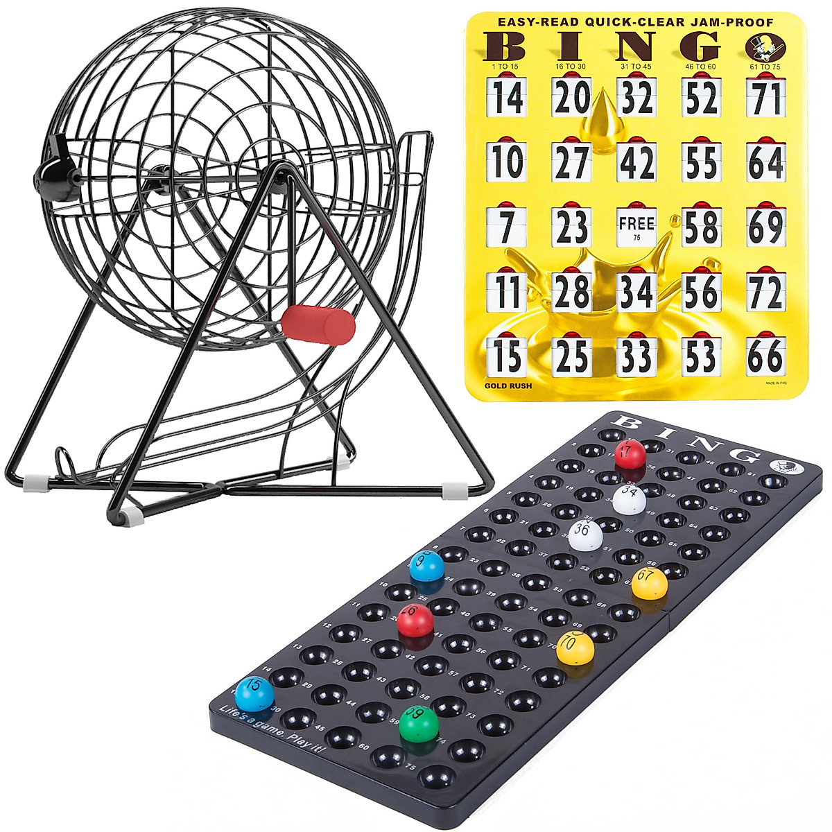 MR CHIPS Bingo Cage and Balls Set with 25 Shutter Slide Cards