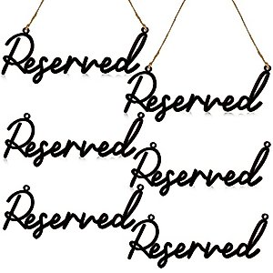 12 Pcs Reserved Signs for Wedding Chairs Hanging Wooden Reserved Sign Rustic Wedding Reserved Seating Sign with Rope Reserved Table Sign Wooden Tag Reserved Sign for Wedding Chair Restaurant (Black)