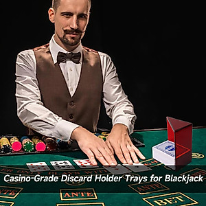 GSE Games & Sports Expert 6 Decks Acrylic Discard Trays, Casino Grade Discard Holder Trays for Blackjack, Bridge, Playing Cards (Red)