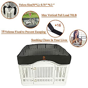PJYuCien Dog Playpen Mesh Top Cover, Fits 36 Inch 4 Panels Regular Square Plastic Exercise Pet Pen, Velcro Connections, Black (Note: Cover Only, Playpen Not Included !!!)