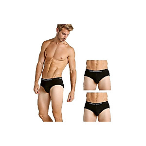 Emporio Armani Men's Cotton Briefs, Black, Large