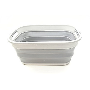 SAMMART 19.5L Collapsible Plastic Laundry Basket - Foldable Pop Up Storage Container/Organizer - Portable Washing Tub - Space Saving Hamper/Basket (Grey)