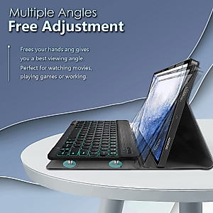 Backlit Keyboard Case for Samsung Galaxy Tab S8 2022/Tab S7 2020 11 inch(Model SM-X700/X706/T870/ T875/T876),Wineecy 7 Colors Light Detachable Wireless Keyboard & PU Folio Stand Pen Holder Cover,Black