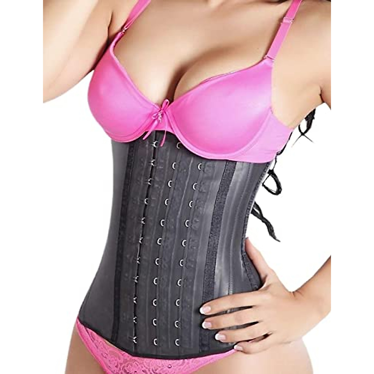 Lady Slim Fajas Colombianas Reductoras Y Moldeadoras para Mujer Underbust Latex Waist Trainer Hourglass Body Shaper for Women Black V2 S