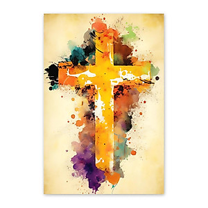 NSUAJOF Colorful Cross Diamond Painting Kits Christian Art Painting 5D DIY Full Round Drill Adults Beginners, Personalized Gifts for Family Friends Home Wall Decor 8x12 Inch