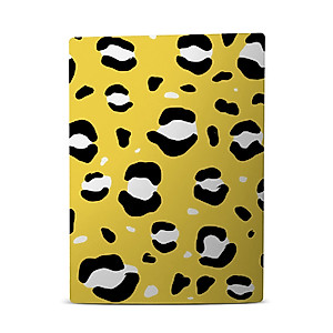 Yellow Leopard Art Mix Matte Vinyl Faceplate Sticker Gaming Skin Case Cover Compatible with Sony Playstation 5 PS5 Disc Edition Console & DualSense Controller