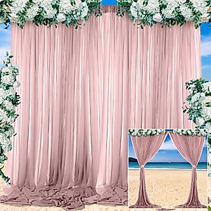 BBTO 2 Panels Dusty Rose Backdrop Curtains for Parties Wedding Pink Backdrop Curtains Polyester Wrinkle Free Window Curtains for Ceremony Party Birthday Bridal Shower Graduation Decorations 5ft x 10ft