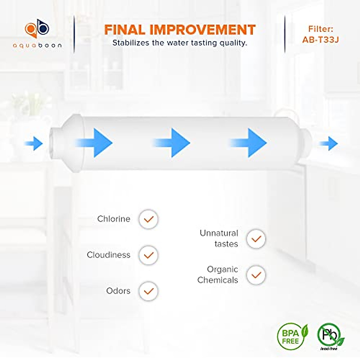 Aquaboon 6-Pack of Inline Post/Carbon Polishing Water Filter Catridge for Reverse Osmosis System Standard Size (Jaco fitting)