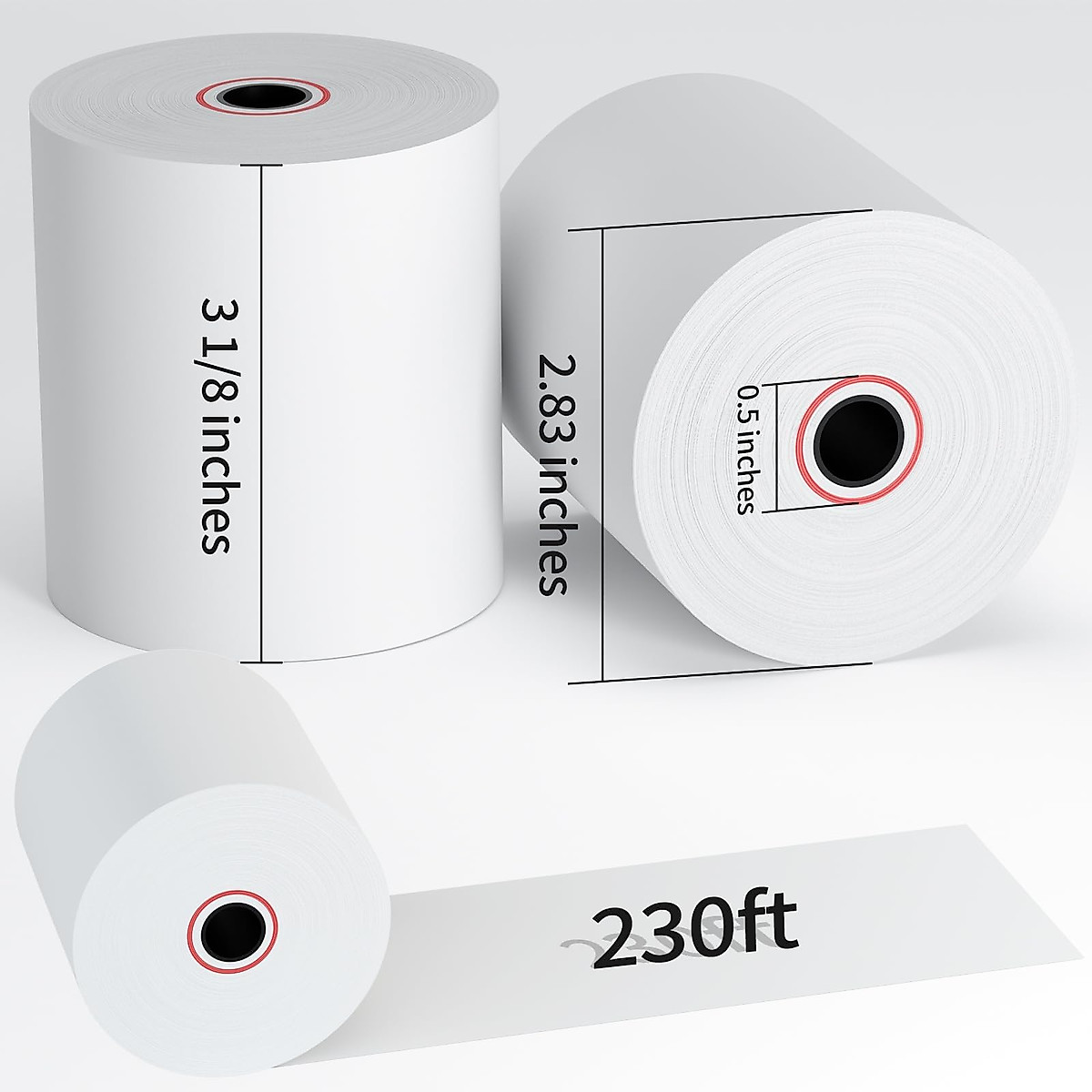 MBLABEL Thermal Receipt Paper Rolls, 3-1/8 x 230ft Thermal Paper, POS Cash Register Paper Rolls (10 Rolls)