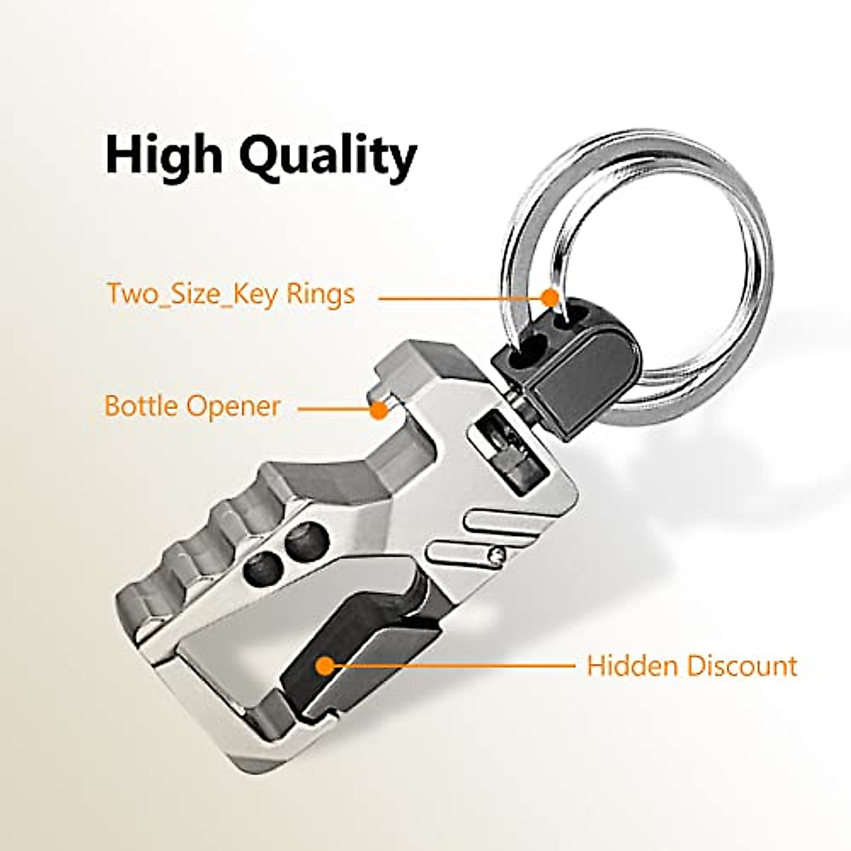Yonput 1 PC Heavy Duty Key Chain with 2 Key Rings Bottle Opener Keychain Key Chains for Carabiner for Men and Women (Silver)