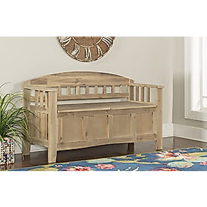 Linon Natural Washed Storage Frankie Bench, Seat Height of 18"