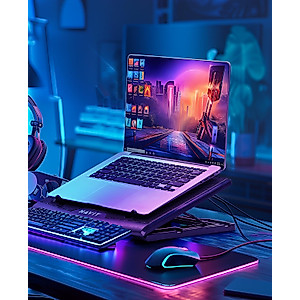 HAVIT Laptop Cooling Pad with 8 Cooling Fans, Laptop Cooler 6 Adjustable Heights for 12-15.6 Inch Laptops, Gaming Laptop Cooling Stand with a Phone Stand Two USB Ports