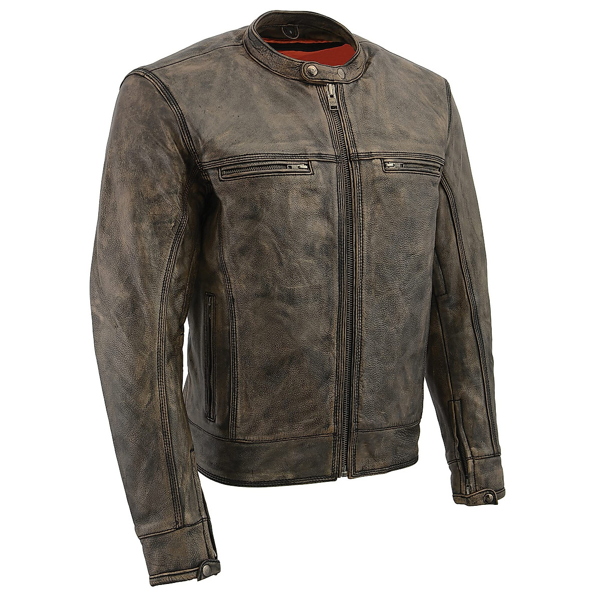 Milwaukee Leather Men's Distressed Scooter Jacket w/Venting Distressed Brown (Medium)