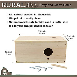 Rural365 Bird Nesting Boxes for Cages - Small 7.9 x 3.9 x 3.6in Wooden Bird House Breeder Bird Box Fit Swallow and Finch