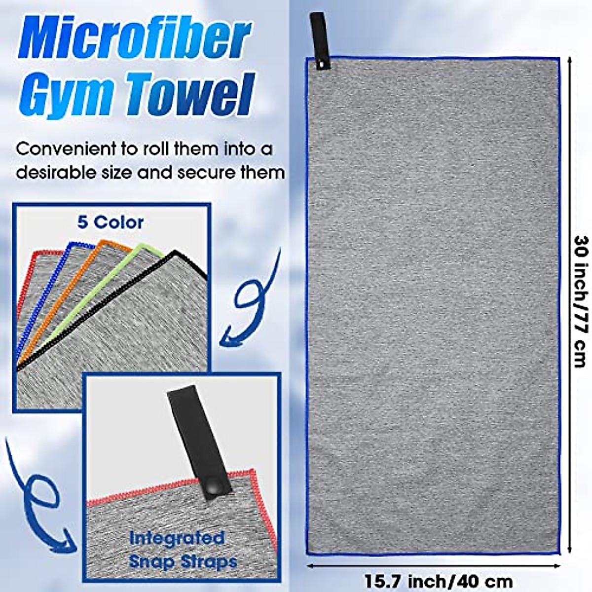 Chumia 10 Pcs Microfiber Gym Towel Bulk Quick Dry Absorbent Fiber Workout Towels 30 x 15.7 Inch Fast Drying Towel for Men Women Sweat Fitness Yoga Travel Sports Towels