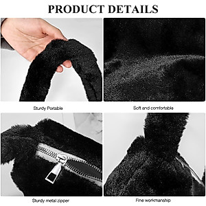 KPX Fuzzy Tote Bag Y2K Fluffy Shoulder Bag Women Furry Purse Large Cute Plush Bag Ladies Faux Fur Bag for Autumn and Winter (Black)