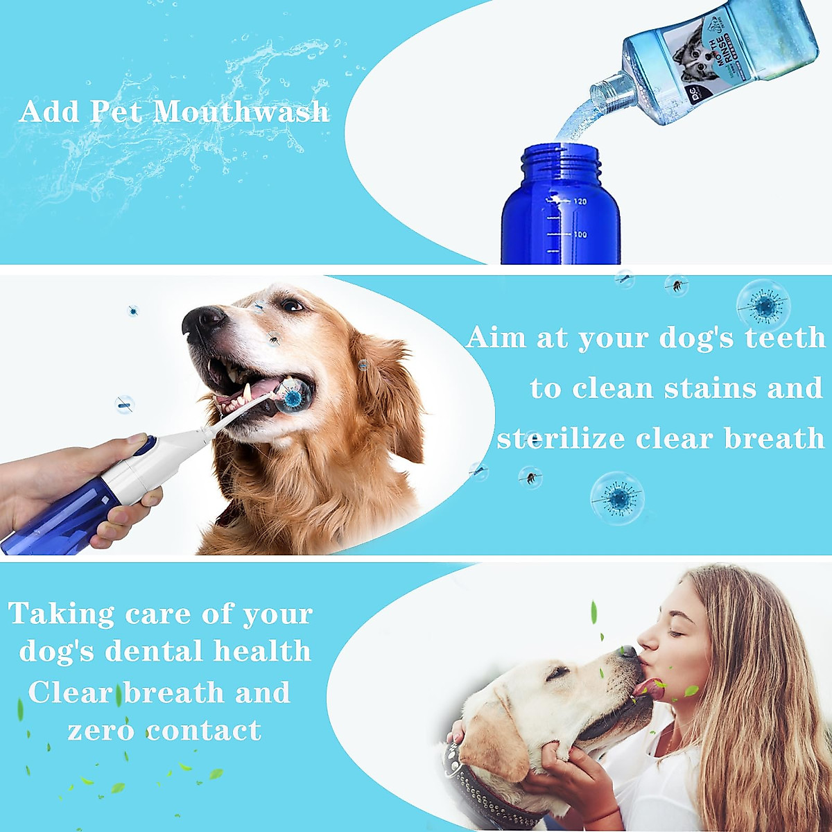 Souroyea Dog Tooth Brushing Kit - Equipped with a Pet Manual Teeth Cleaner, Cat Toothbrush Silicone Finger Wipes for Small & Large Dogs Supplies, Pet Teeth Cleaning Tools & Dental Care Accessories