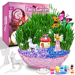 Catcrafter Fairy Garden Kit for Kids | Light Up Fairy Unicorn Terrarium Kit | Science STEM Toys Presents | Unicorn Arts and Crafts Stuff for Little Girls Age 4 5 6 7 8-12 Year Old Girl Gift