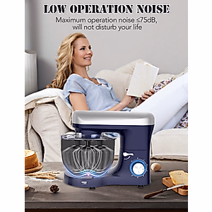 Stand Mixer, Petalirs 6 QT 660W 6-Speed Tilt-Head Food Mixer, Kitchen Electric Mixer with Dough Hook, Wire Whip & Beater